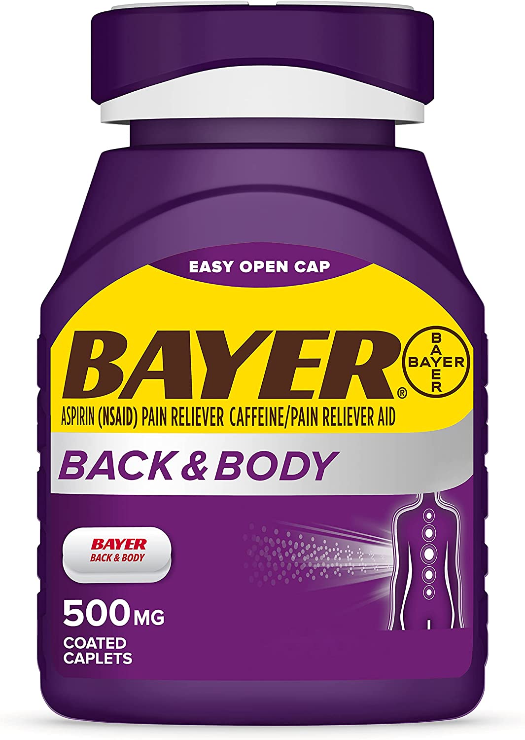 Bayer Back & Body Extra Strength Aspirin, 500mg Coated Tablets, Fast ...